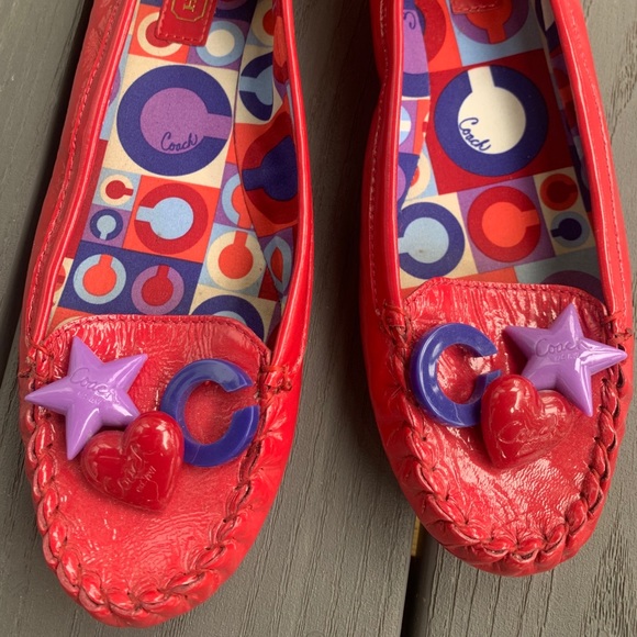 Coach | Shoes | Coach Red Moccasin Style Flat | Poshmark